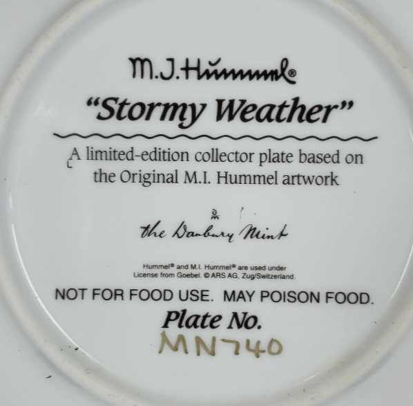 MJ Hummel Stormy Weather Little Companions Collectable Plate -Danbury ...