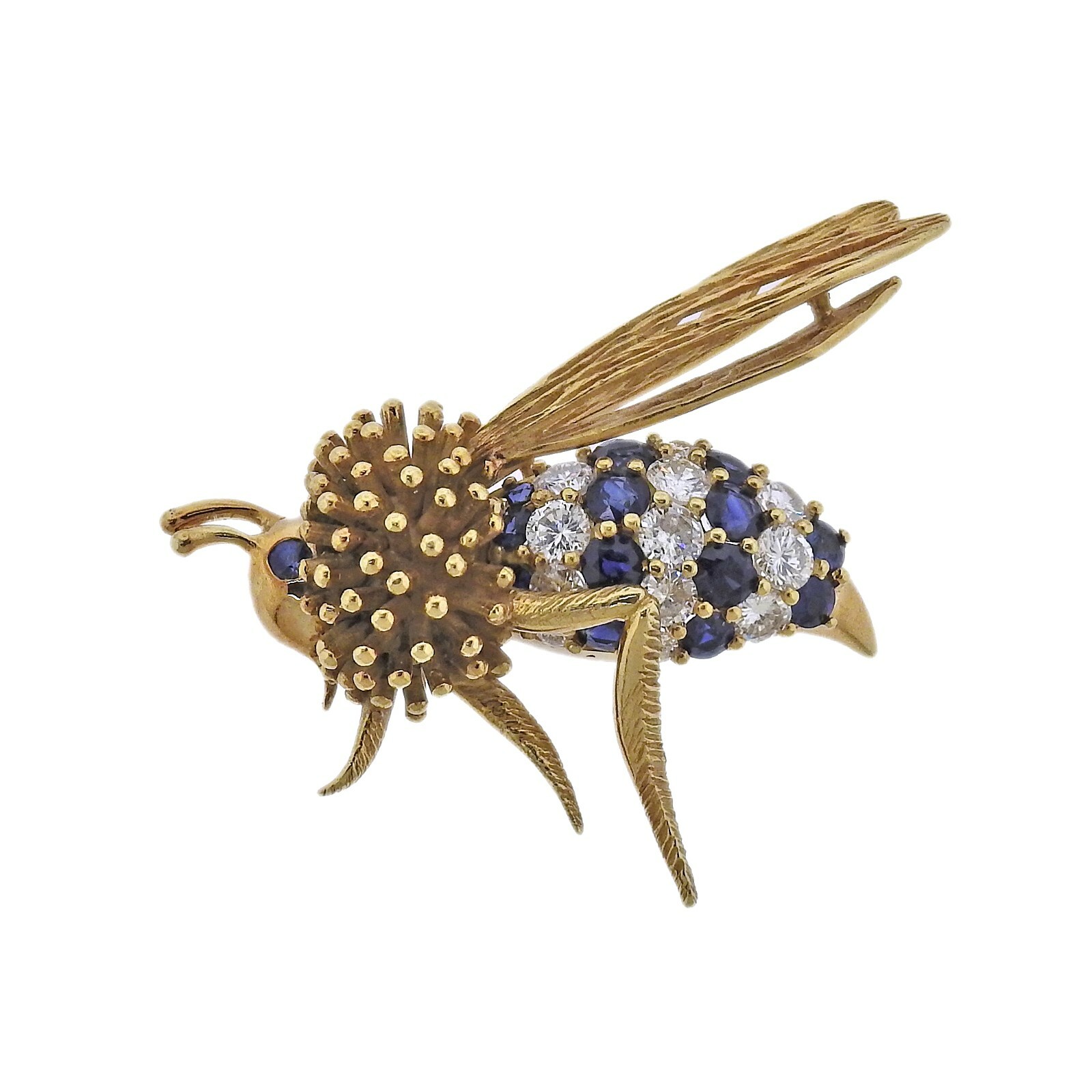 Diamond Sapphire Gold Wasp Bee Insect Brooch Pin | eBay