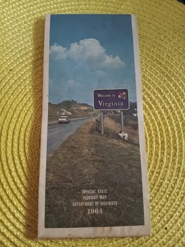 VIRGINIA MAP 1964 WELCOME TO VA SIGN OFFICIAL STATE HIGHWAY DEPARTMENT ...