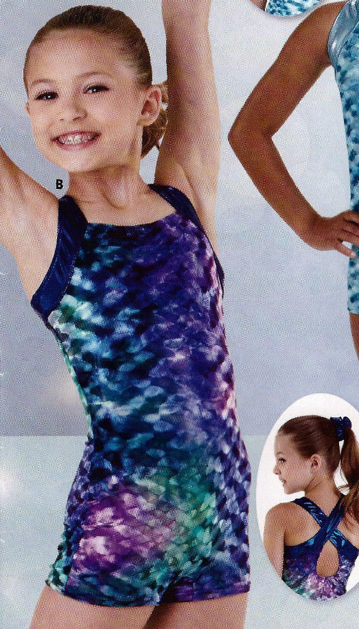 Axis Gymnastic Dance Shorty Unitard Biketard Textured Velvet Girls Szs ...