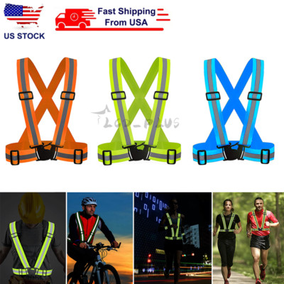 Safety Vest Adjustable Reflective Belt Stripe Strap Night Running ...