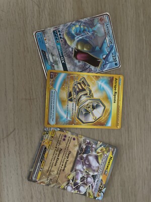 Lot de 3 cartes Pokémon Leviator Gx , Attrape -Riposte gold , Mewtwo ex ...