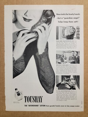 Vintage 1940's Toushay Personal Lubricant Print Ad Beforehand Lotion ...