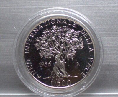 Commemorative Coin Italy 500 LIRE International Year of Peace 1986 ...