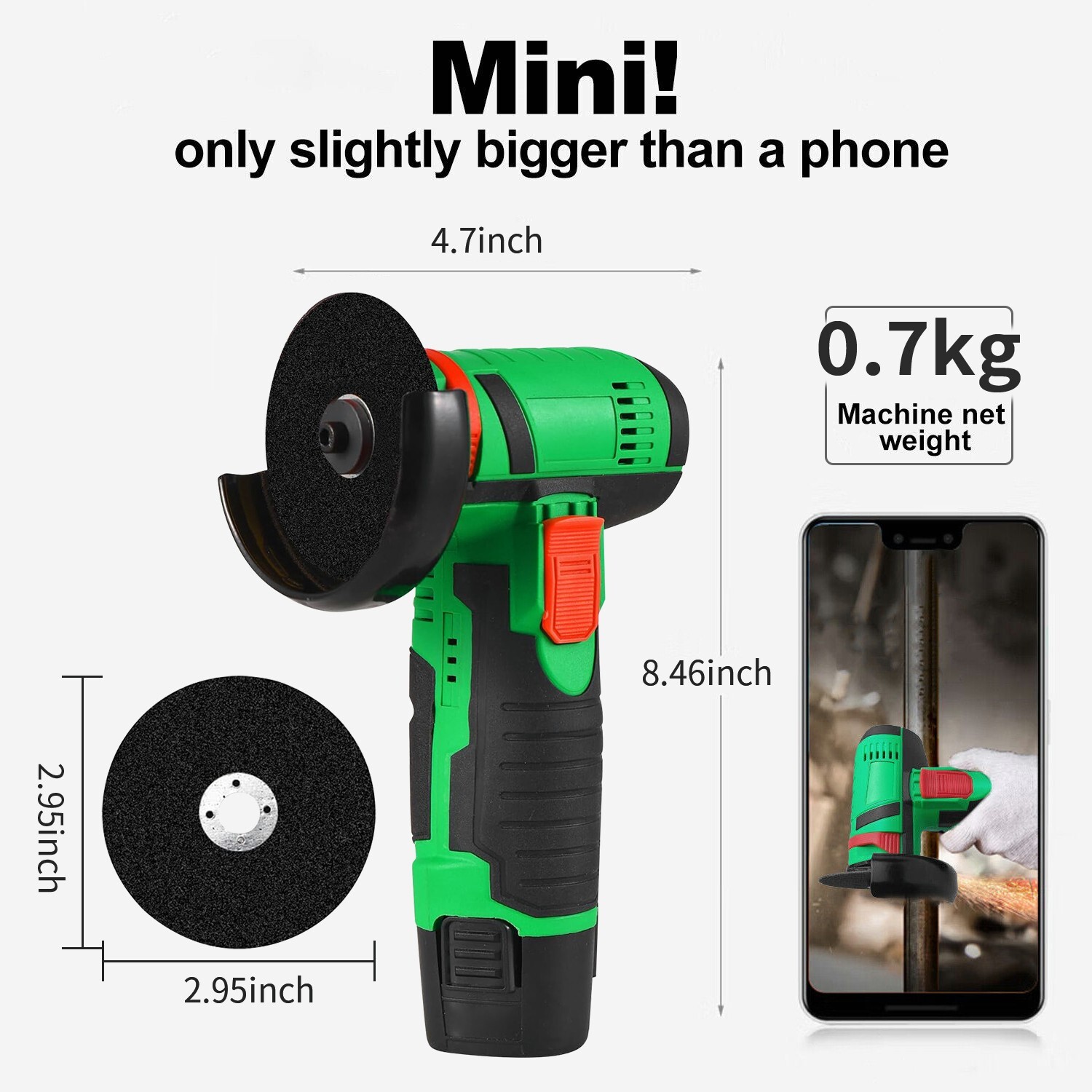 12V Angle Grinder Mini Cordless Brushless Polishing Grinding Machine ...