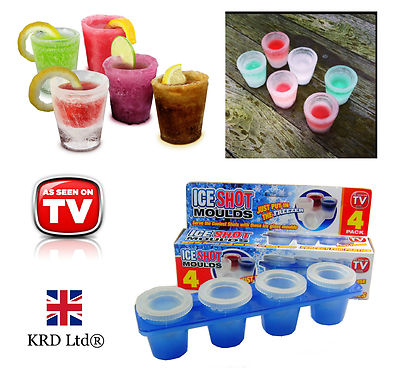4 Pack Ice Shot Glasses Reusable Frozen Ice Shot Glass Mould Cube Maker ...