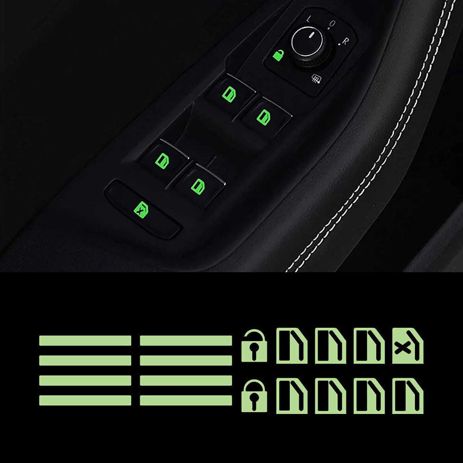 Glow in Dark Car Window Switch Sticker Luminous Door Window Night ...