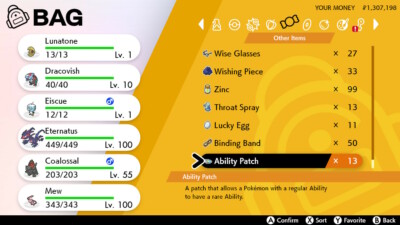 Pokemon Sword & Shield Ability Patch 45496596972| eBay