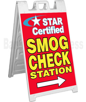 STAR CERTIFIED SMOG CHECK STATION A-Frame Sign Sidewalk Signicade ...