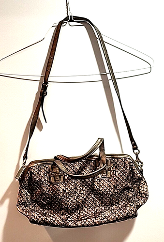 COACH F26037 Taylor Gray Python Satchel Shoulder Handbag Leather Trim | eBay