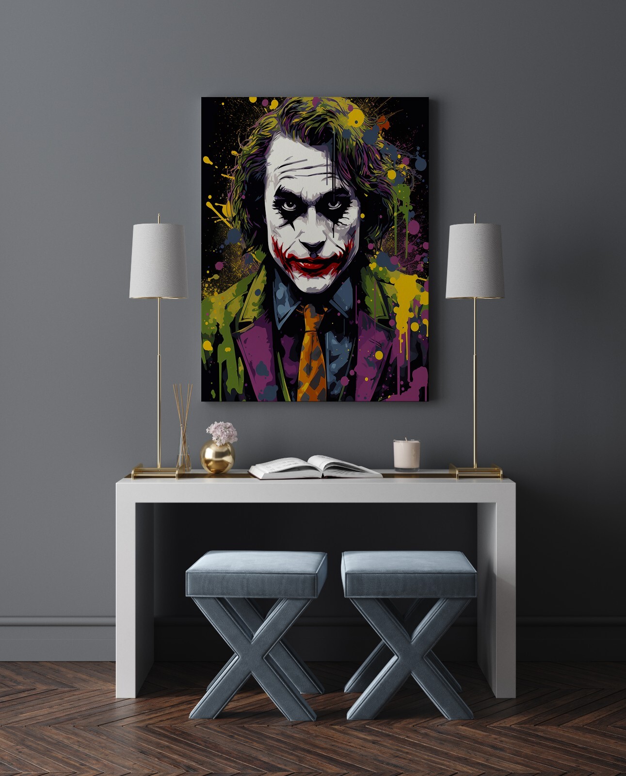 Leinwand Bild Joker Farbig Graffiti Dekoration Wandbild Pop Art ...