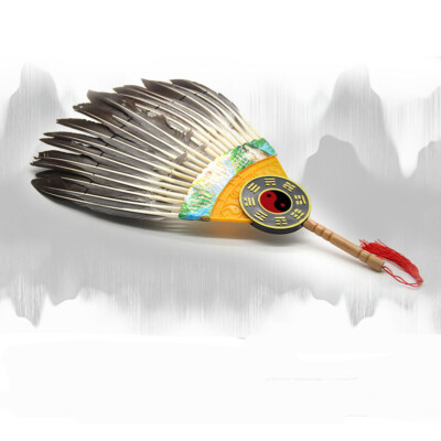 Kongming Fan Ancient Chinese Zhuge Liang Black Feather Wood Hand Fan ...