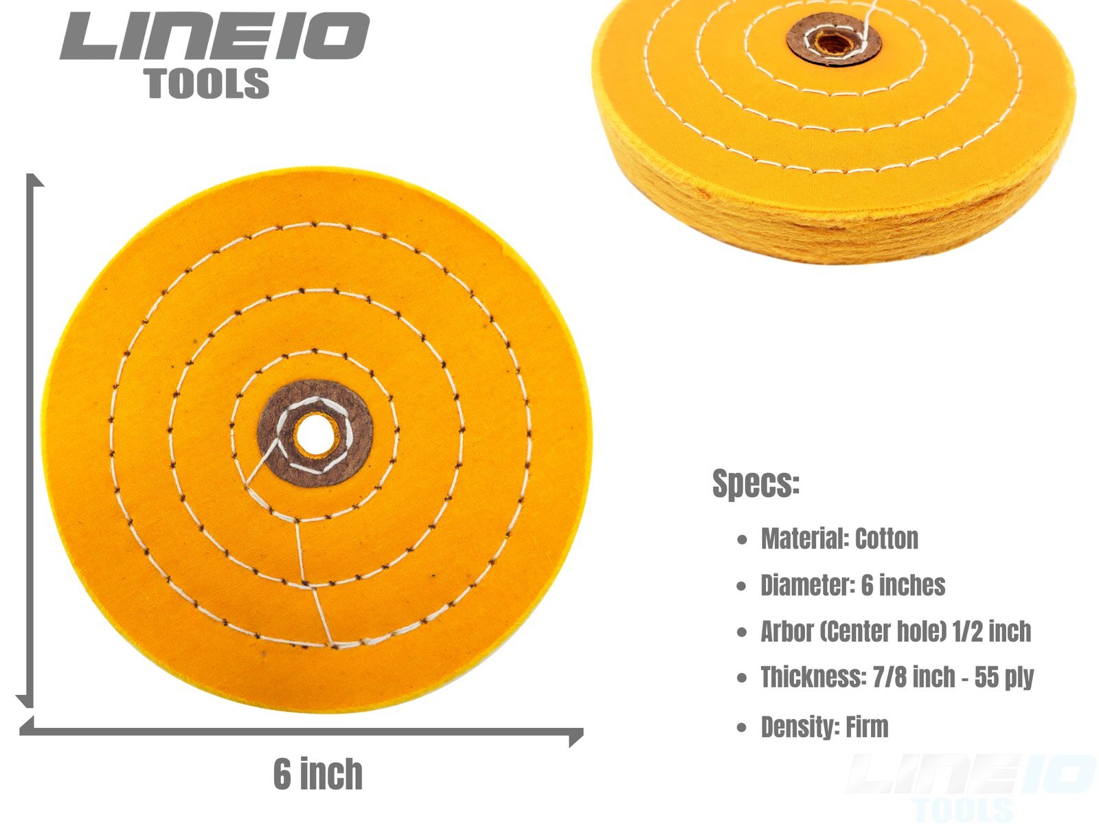 2pk 6" Buffing Wheel for Bench Grinder, Yellow Hard, and White Soft ...