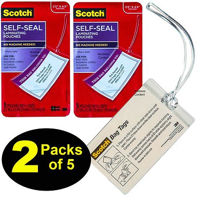 Scotch Bag Tags LS853-5G, Self Laminating Luggage Tags With Loops, 2 ...