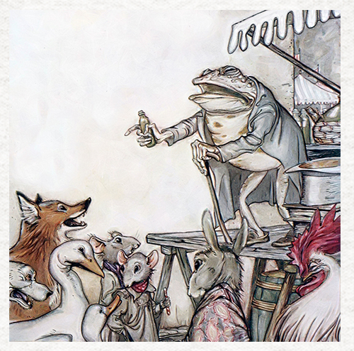 Fables Esope - panneaux artisanaux en tissu grenouille 100 % coton ou ...