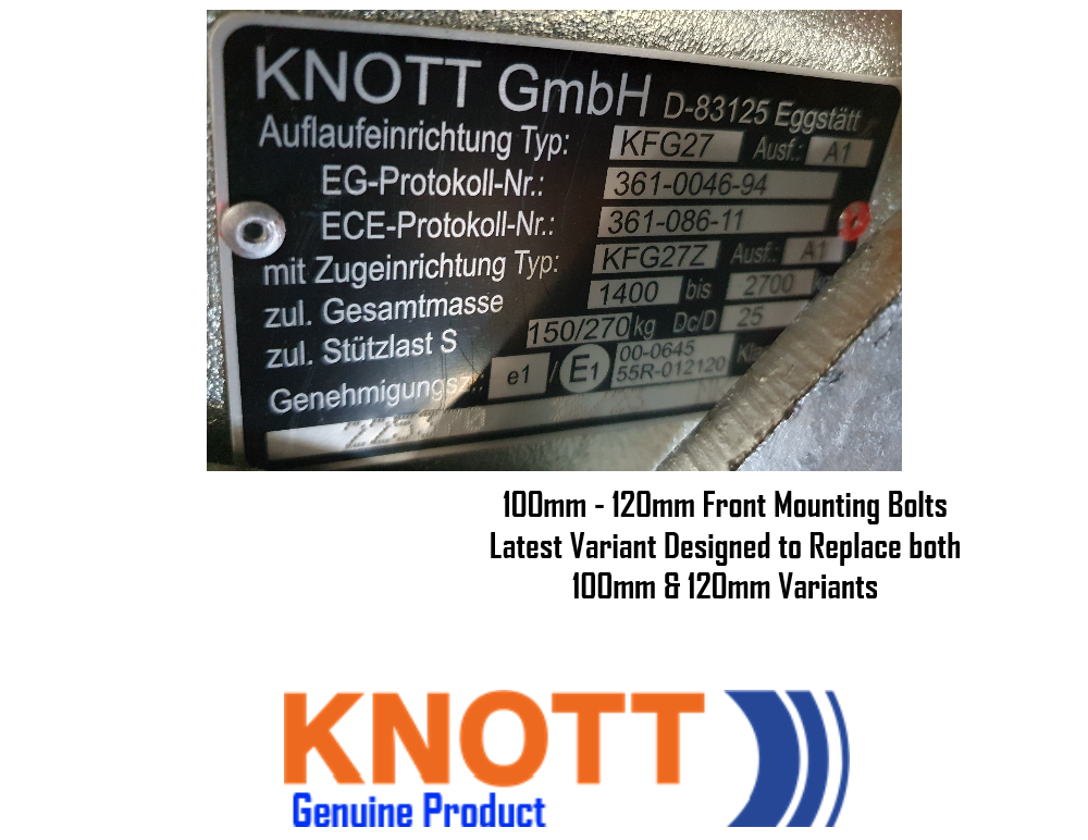 KFG27 KNOTT TRAILER COUPLING HITCH-1400-2700kg P00335 100mm - 120mm ...