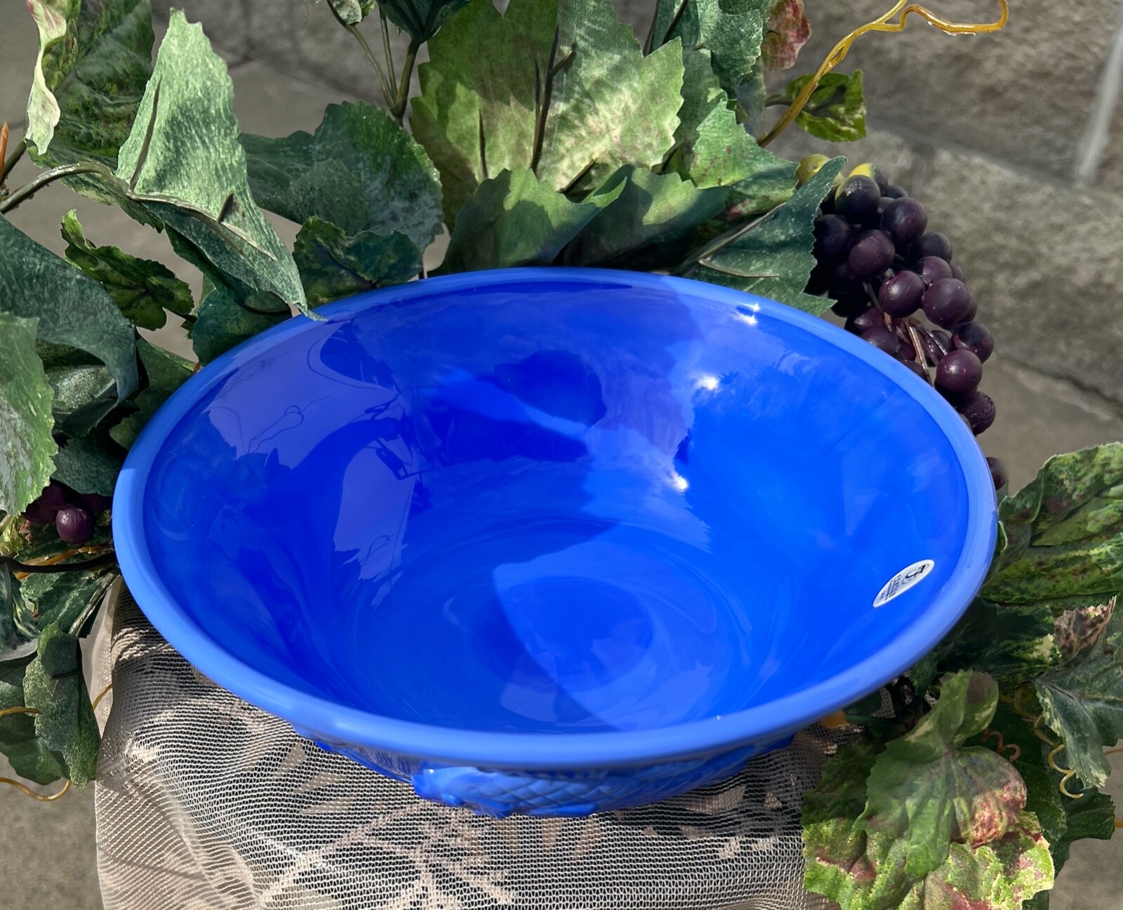 RARE Fenton**MARBLED PERIWINKLE BLUE ATLANTIS KOI FISH BOWL**1990's ...
