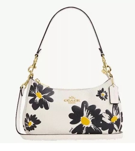 Coach Teri Bag White Black Floral Daisy Print Purse Shoulder Bag ...