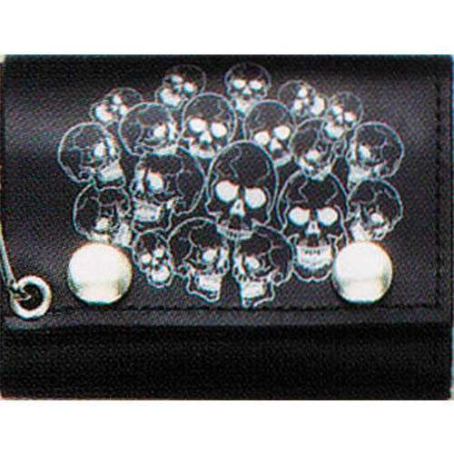 Multi Skeletons Pirate Heads Genuine Leather Wallet With Chain (4 inch ...