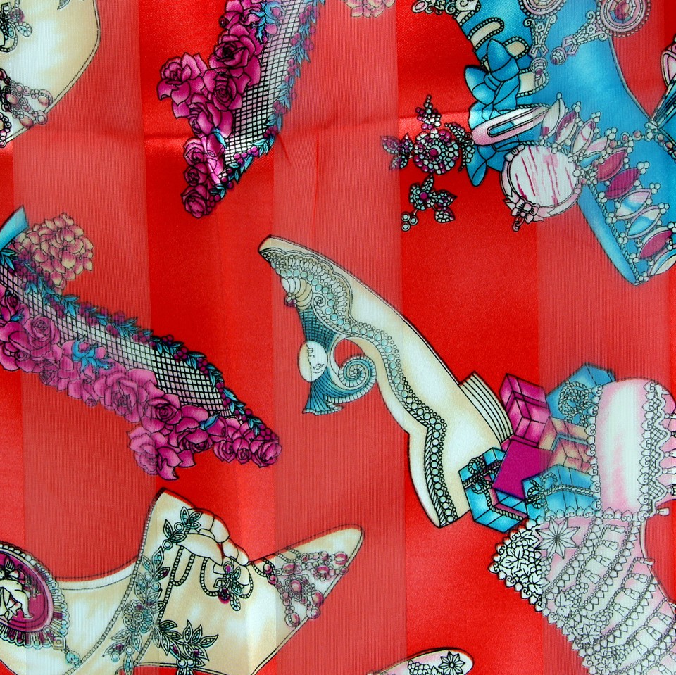 Jeweled Shoes Women's Scarf Shoe Fashion Heels Scarfs Gift Square Red ...