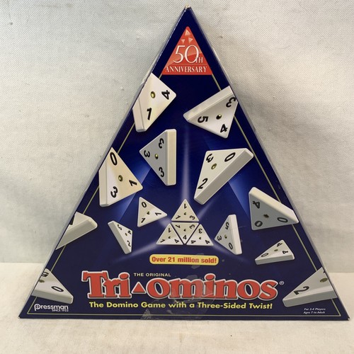 PRESSMAN TRI-OMINOS Tile Game With BRASS SPINNERSTriominos W/ Box 50th ...