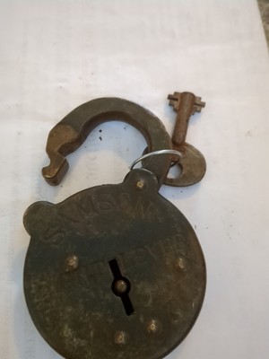 Antique Samson Eight Lever Padlock w/ key Vintage lock tool box chest ...