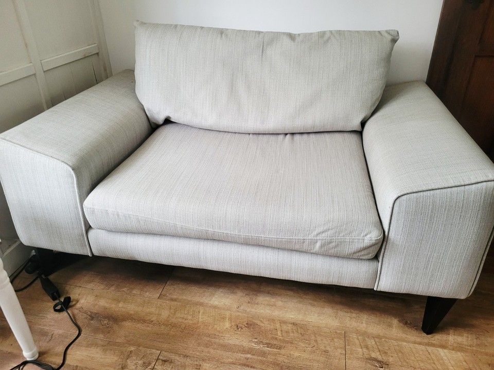 French Connection DFS Chaise Sofa, Snuggle Chair and Large Bench stool ...