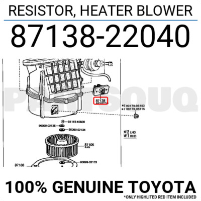 Genuine Toyota 8713822040 87138-22040 Heater Blower Resistor | OE