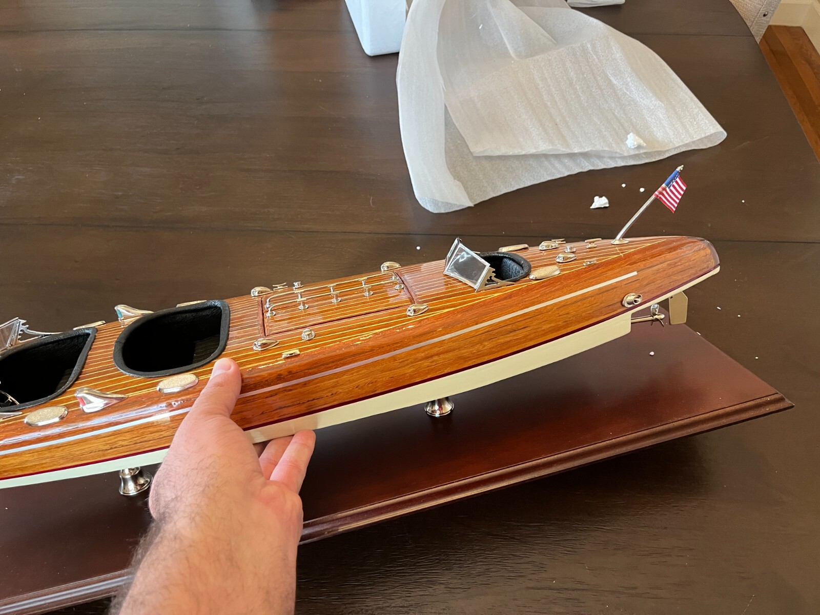 Beautiful TYPHOON 1929 Large Wood Boat Model w/ Base ASA029 | eBay