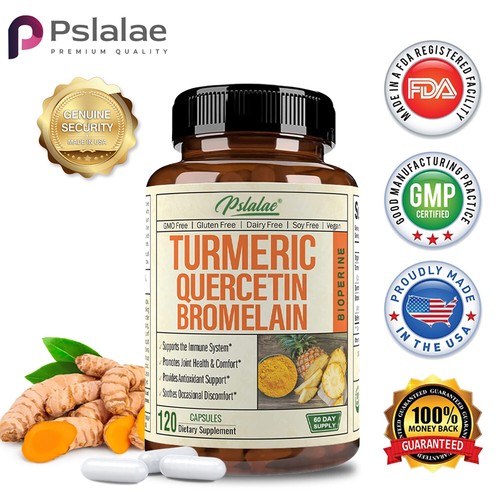 Turmeric Quercetin Bromelain Capsules - Immune Support, Bone and Joint ...