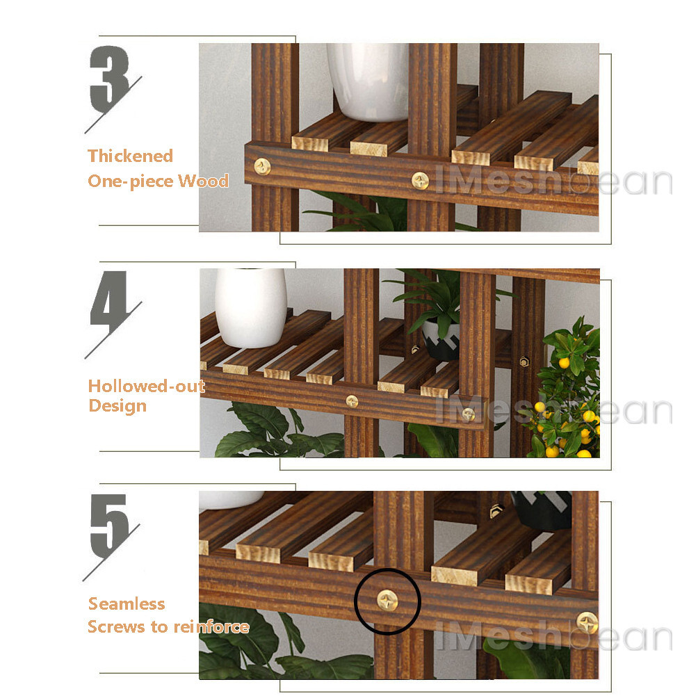 Wooden Flower Rack Plant Stand Indoor Outdoor Garden w/7 Shelf Space ...