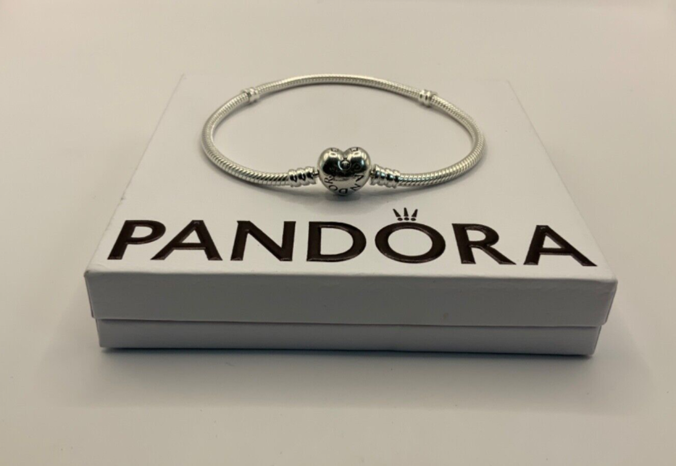 PANDORA Moments Heart Clasp Snake Chain Bracelet - Sterling Silver ...