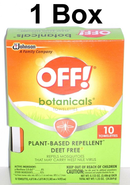 off Botanicals Towelettes Wipes Natural Insect Mosquito Repellent 10ct ...