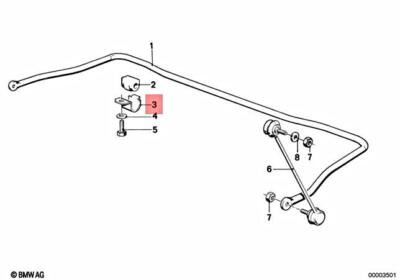 Genuine BMW E36 Front Stabilizer Sway Bar Bushing Support Bracket ...
