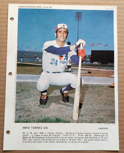 1972 MONTREAL EXPOS MLB Baseball Dimanche Derniere Heure Photo Mike ...