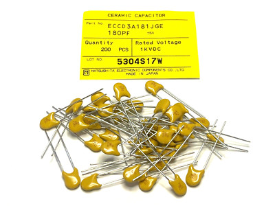 (36 PIECE LOT) ECC-D3A181JGE, PANASONIC, CAP CER 180PF 1KV SL/GP RADIAL ...