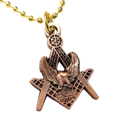 Masonic Eagle Square Compass Harley HOG Biker Antique Copper Pendant ...
