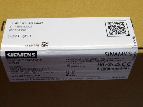 6SL3120-1TE23-0AC0 NEW SIEMENS 6SL3 120-1TE23-0AC0 S120 SINGLE MOTOR ...