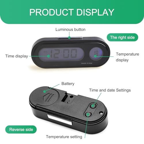 1 PC Car Interior Digital Clock, Multifunctional Led Luminous Large ...