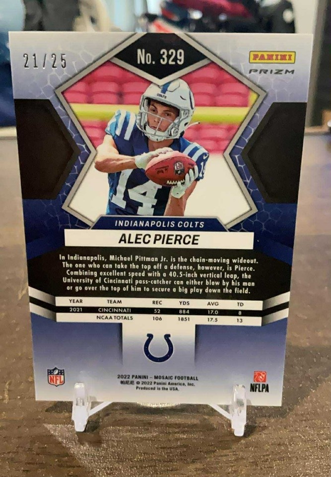2022 Panini Mosaic Alec Pierce Autographs No Huddle Disco White Prizm ...