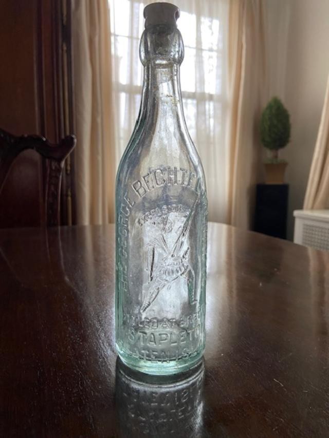 PRE-PRO GEORGE BECHTEL BREWING GLASS BLOB BEER BOTTLE STAPLETON STATEN ...