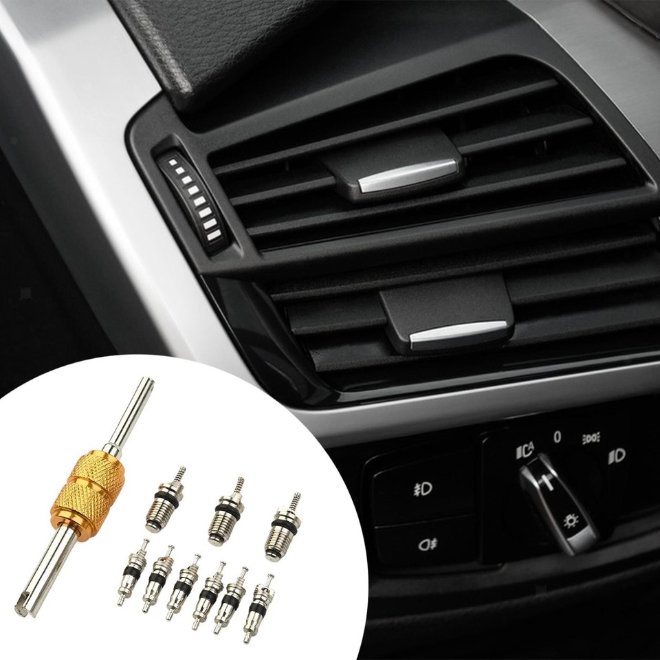 9Pcs Air Conditioning Service Valve A/C Valve Core Assortment Universal ...