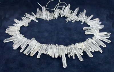 15" STRAND NATURAL THIN SLENDER CLEAR CRYSTAL QUARTZ CRYSTAL POINT BEAD ...