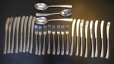Studio William LARCH Mirror 27 pc Flatware Set Salad Forks Knives ...