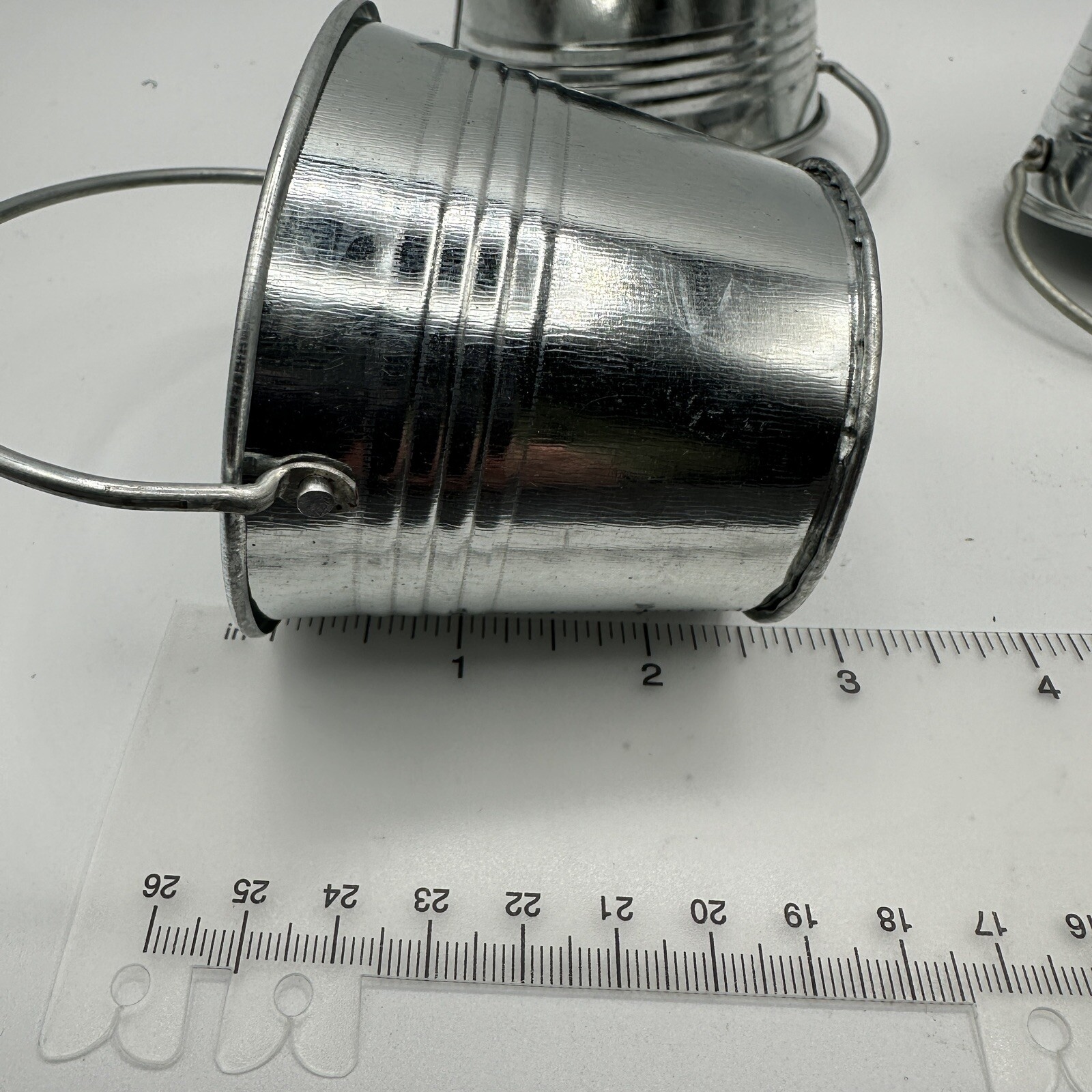 4 Small Galvanized Metal Buckets w/ Handles Mini Tin Pails Party Garden ...