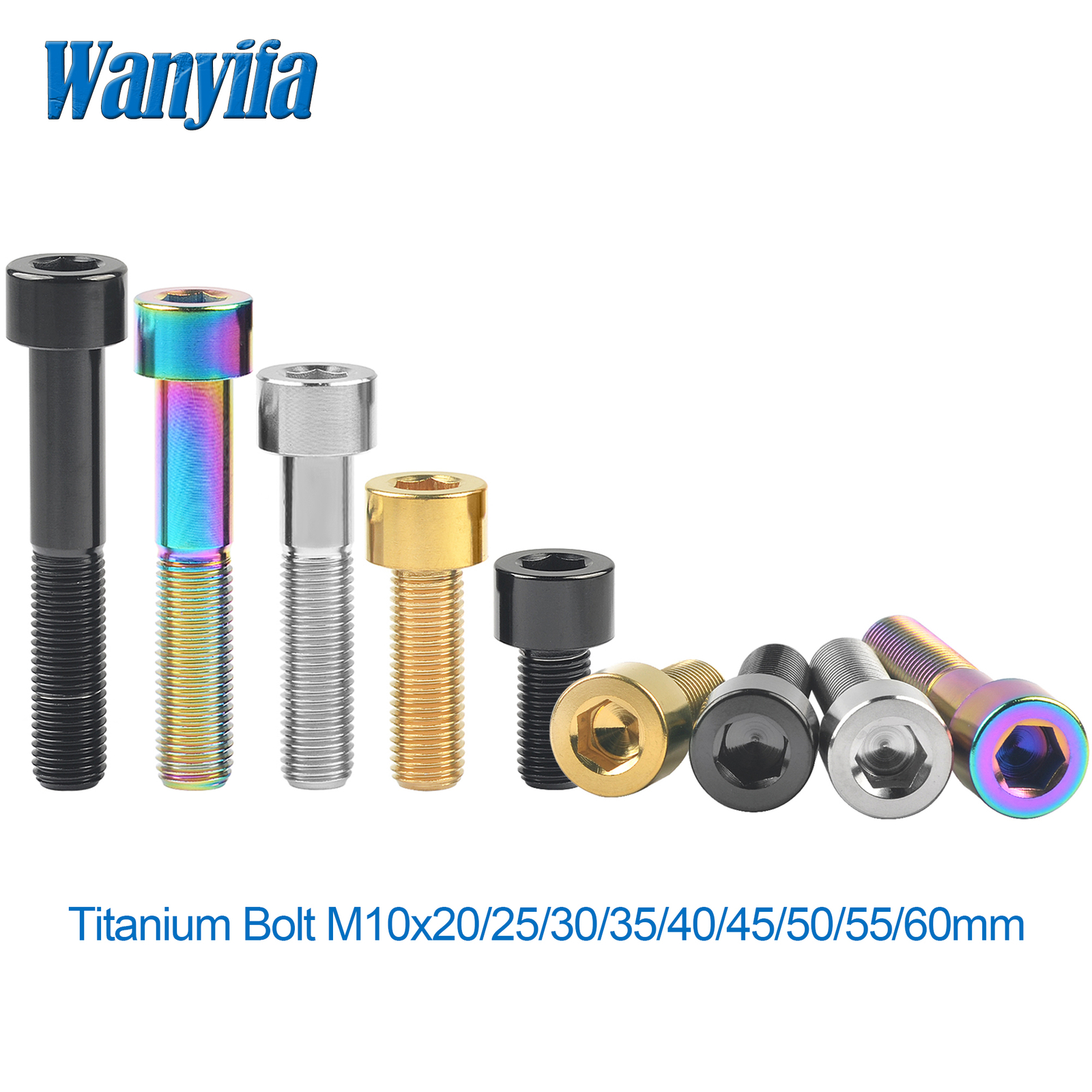 Titanium Bolts M10 Socket Cap Hex Head Screw Length 20 25 30 35 40 45 ...