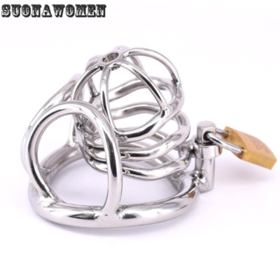 Male Cage Stainless Steel Arc ring Scrotum Restraints Gear Chastity ...