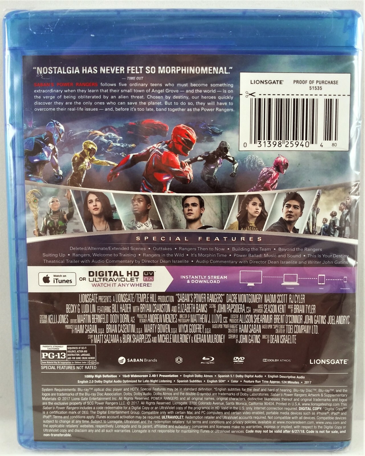 Saban's Power Rangers Blu-Ray + DVD 2-Disc Set 2017 Release 31398259404 ...