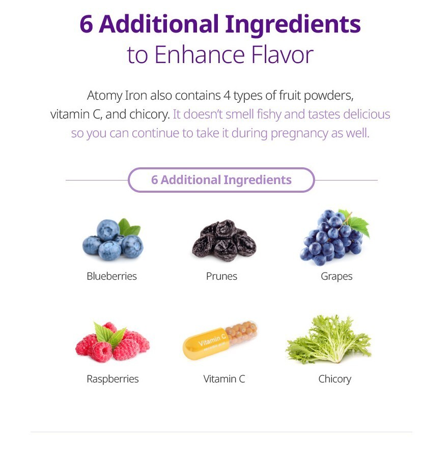 Atomy Iron Powder Blueberry Flavor Supplement Fast Absorption 2g x 60 ...