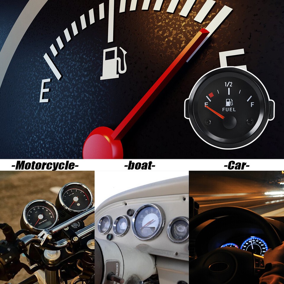 2"52mm Universal Car Fuel Level Gauge Meter W/Fuel Sensor E-1/2-F ...